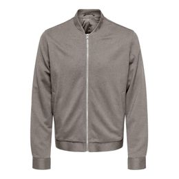 Only & Sons ONLY & SONS Herren Bomberjacke "ONSMARK BRUSH PIQUE 0353 BOMBER"falcon, Gr. L, meliert, Web, Obermaterial: 64% Polyester, 33% Viskose, 3% Elasthan,