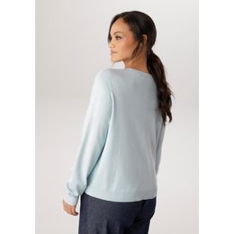 ANISTON PLUS Damen Strickjacke, blau, Gr. 48, unifarben, Feinstrick, Obermaterial: 70% Viskose, 30% Polyamid, Strickjacken, mit edlen Kn&ouml;pfen