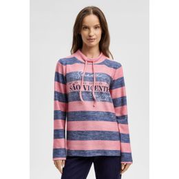 Rundhalspullover SOCCX, Damen, Gr. L, apricot sunset melange, Strick, Material: 53% Viskose, 43% Polyester, 4% Elasthan, bedruckt, gestreift, regular fit normal, Rundhals, eingesetzt gerader Abschluss, Pullover Rundhalspullover, aus Flauschstrick