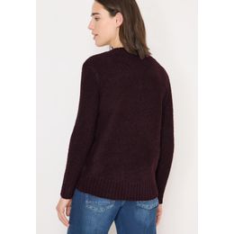 Cecil Damen Strickpullovereggplant rot, Gr. L, unifarben, Strick, Obermaterial: 79% Polyester, 19% Baumwolle, 2% Elasthan, Pullover, Boucl&eacute; V-Neck