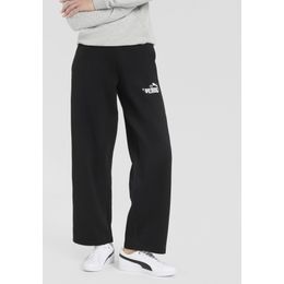 Puma Damen Trainingshose "ESS NATURE 2.0 COMFORT LOGO STRAIGHT PANTS FL OP", schwarz, Gr. L, bedruckt, Fleece, Obermaterial: 68% Baumwolle, 32%