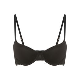 B&uuml;gel-BH BOSS "DEMI_B.PURE", Damen, Gr. 80, Cup C, schwarz 001, Obermaterial: 75% Polyamid, 25% Elasthan, BHs B&uuml;gel-BH, aus Mikrofaser mit Eins&auml;tzen aus Spitze