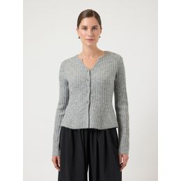Y.A.S Damen Strickjacke "YASDOLLY LS KNIT CARDIGAN S. NOOS"light grau melange, Gr. XS, unifarben, Strick, Obermaterial: 53% Polyester, 21% Polyacryl,