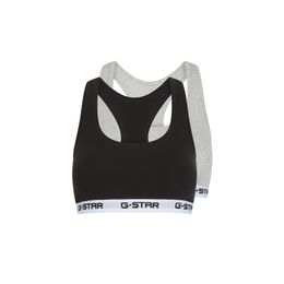 G-Star Raw G-STAR Damen Bralette "CARNELIAN, BRAS 2 PACK RACERBACK", Gr. XSschwarz, light grau marl, Jersey, Obermaterial: 95% Baumwolle, 5% Elasthan, Basic,