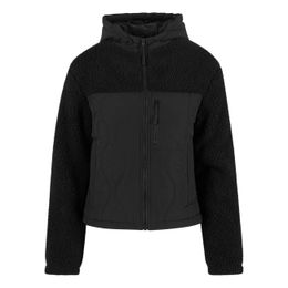 Urban Classics Damen Allwetterjacke "Urban Classics Ladies Sherpa Crinkle Nylon Mix Jacket"schwarz, schwarz, Gr. 5XL, unifarben, 100% Polyester,