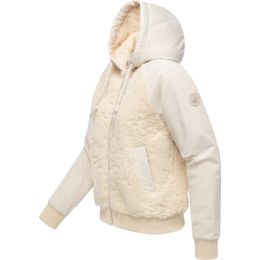 Ragwear Damen Pl&uuml;schjacke "Talianita YOUMODO"elfenbeinfarben, Gr. XL, Material: 100% Polyester, Jacken, Leicht gef&uuml;tterte Teddyjacke mit Kapuze