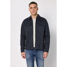 Kurzjacke Street One MEN, Herren, Gr. L (42), nocturnal blau, Web, 98% Baumwolle, 2% Elasthan, unifarben, normal normal, V-Ausschnitt, abgesteppt, Jacken Kurzjacke, in washed Optik