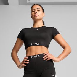 Puma Damen Trainingsshirt "W STRONG TEE - SHORT", schwarz, Gr. XL, Interlock, Obermaterial: 85% Polyester, 15% Elasthan, Shirts, Regular Fit,