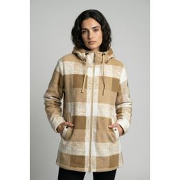 Icepeak Damen Fleecejacke "Icepeak PAPAIKOU", beige, Gr. XL, Obermaterial: 100% Polyester, Jacken, mit Kapuze, lockere Passform