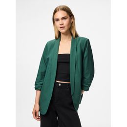 Pieces Damen Blusenblazer "PCBOSELLA 3/4 BLAZER NOOS", gr&uuml;n, Gr. S, unifarben, Web, Obermaterial: 79% Polyester, 16% Viskose, 5% Elasthan, Blazer,