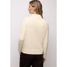 Street One Damen Strickpullover, beige, Gr. 44, unifarben, Stoff, 41% Polyacryl, 31% Polyester, 28% Baumwolle, Pullover, mit Rippstrick