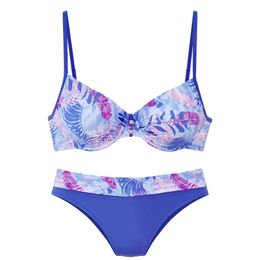 Vivance Damen B&uuml;gel-Bikiniblau, bedruckt, Gr. 36, bedruckt, Microfaser, Bikini-Sets, mit stylischem Bl&auml;tterprint