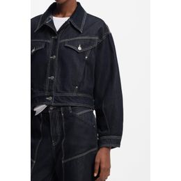BOSS Orange Damen Jeansjacke "BOMBER TRUCKER 1.0 Premium Damenmode"dunkelblau 401, Gr. M, unifarben, Denim/Jeans, Obermaterial: 61% Baumwolle, 39%