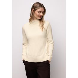 Street One Damen Strickpulloversoft beige, Gr. 34, unifarben, Stoff, 41% Polyacryl, 31% Polyester, 28% Baumwolle, Pullover, mit Rippstrick