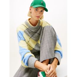 Tommy Hilfiger Damen Strickpullover "ALPACA BLEND ARGYLE C-NK LS SWT", bunt, Gr. M, meliert, Strick, Obermaterial: 50% Alpaka, 50% Nylon, Pullover