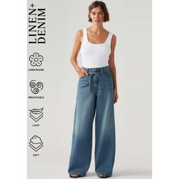 Levi's LEVI'S Damen Straight-Jeans "XL STRAIGHT"stop flaxing, Gr. 27, unifarben, Denim/Jeans, Obermaterial: 85% Baumwolle, 15% Leinen, Jeans, im Five-Pocket
