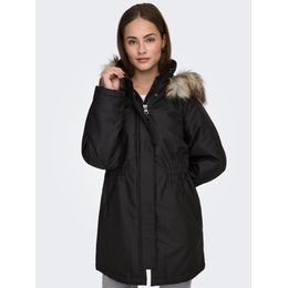Only Damen Parka "ONLMATHILDA WINTER FUR PARKA OTW", schwarz, Gr. XL, unifarben, Web, Obermaterial: 100% Polyester, Jacken