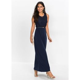 bonprix Damen 2-in-1-Kleid "Abend-Maxikleid mit G&uuml;rtel (2-tlg.Set)", blau, Gr. 40, Obermaterial: 95% Polyester, 5% Elasthan. Futter: 100% Polyester.