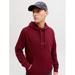 Jack & Jones JACK & JONES Herren Kapuzensweatshirt "JORNORREBRO EMB SWEAT HOOD NOOS"cabernet, Gr. S, unifarben, angeraute Sweatware, Obermaterial: 89% Baumwolle,