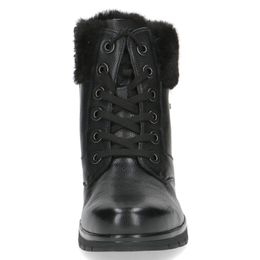 Caprice Damen Winterboots, Gr. 38, schwarz, Nappaleder, Textil, unifarben, Schuhe, Keilabsatz, Schn&uuml;rboots, Schn&uuml;rstiefelette in Weite H (sehr weit)