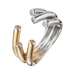 Jobo Damen Diamantring, 54, SI = kleine Einschl&uuml;sse, Diamanten Gelbgold 585 Wei&szlig;gold 585, gelb, Diamanten, Gelbgold 585, Wei&szlig;gold 585, Fingerringe,