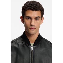 BOSS Orange Herren Lederjacke "Jakri"schwarz001, Gr. 56, unifarben, Obermaterial: 100% Lammleder, Jacken