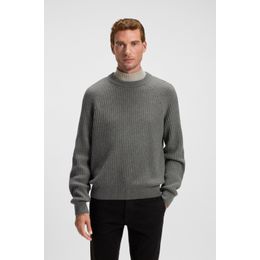 BOSS Orange Herren Strickpullover "Klacier", grau, Gr. L, unifarben, Strick, Obermaterial: 40% Schurwolle, 40% Wolle, 20% Polyamid, Pullover,