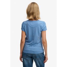 Superdry Damen T-Shirt "STUDIOS SCOOP NECK TEE", blau, Gr. XS, unifarben, Single Jersey, Obermaterial: 60% Baumwolle, 40% Lyocell, Shirts