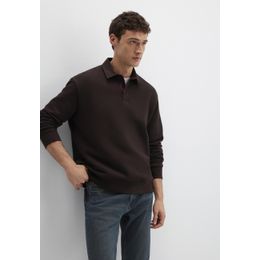 Mavi Damen Polokragenpullover "HALF BUTTONED SWEATSHIRT"ganache, Gr. L, Feinstrick, 100% Baumwolle, Pullover