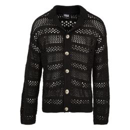 Urban Classics Damen Strickfleecejacke "Urban Classics Herren Crocheted Cardigan"schwarz, Gr. XL, unifarben, 50% Polyacryl, 50% Baumwolle, Jacken
