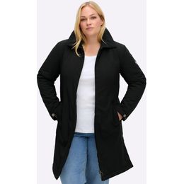 sheego Damen Langjacke, schwarz, Gr. 42, unifarben, 94% Polyester, 6% Elasthan, Wattierung:100% Polyester, Jacken