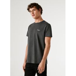 Pepe Jeans Herren T-Shirt "ORIGINAL BASIC 3N"schwarz marl grau, Gr. XL, bedruckt, unifarben, Jersey, Obermaterial: 95% Baumwolle, 5% Elasthan,