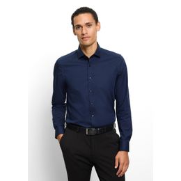 OLYMP Herren Langarmhemd "Level Five"marine, Gr. 40, unifarben, Web, Obermaterial: 97% Baumwolle, 3% Elastolefin, Hemden, Businesshemd, unifarben,
