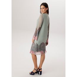 Damen Meshkleidmint, anthra, wollwei&szlig;, altrosa, Gr. 46, Aniston SELECTED, Mesh, bedruckt, gemustert, Mesh, Obermaterial: 95% Polyester, 5% Elasthan.
