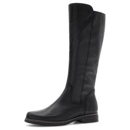 Stiefel Gabor, Damen, Gr. 38, Normalschaft, schwarz, Leder, Schuhe Stiefel, Blockabsatz, Langschaftstiefel mit dezenten Ziern&auml;hten