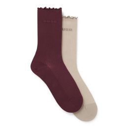 HUGO UNDERWEAR Damen Basicsocken "2P RS LETTUCE CC W", Gr. 39schwarz lila 506, Baumwollmischung, Socken, Bund leicht gekr&auml;uselt
