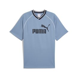 Puma Damen T-Shirt "ESS FOOTBALL JERSEY", blau, Gr. XXL, unifarben, Web, Obermaterial: 100% Polyester, Shirts, relaxed fit, Kurzarmdesign, mit