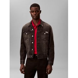 Herren Jeansjackeklein schwarz, Gr. L, Calvin Klein Jeans, unifarben, Denim/Jeans, Obermaterial: 100% Baumwolle, Jacken, Regular fit mit