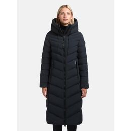 Steppjacke Khujo "Stoane2", Damen, Gr. S (36), graublau, Material: 100% Nylon, normal knielang, hoch geschlossener Ausschnitt, elastischer Bund, Jacken Steppjacke, Winterjacke mit Kapuze