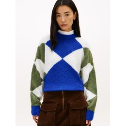 Tommy Hilfiger Damen Strickpullover "ALPACA BLEND ARGYLE C-NK LS SWT", bunt, Gr. S, kariert, Strick, Obermaterial: 50% Alpaka, 50% Nylon, Pullover