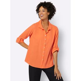 Casual Looks Damen Hemdbluse, orange, Gr. 50, unifarben, 100% Baumwolle, Blusen