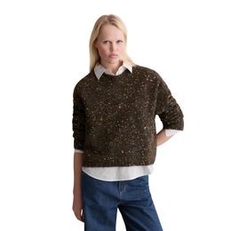 Marc O'Polo Damen Strickpullover "aus Schurwolle-Viskose-Mix"schwarz espresso, Gr. XL, MARC O'POLO DENIM, unifarben, Obermaterial: 77% Schurwolle, 15% Polyamid,
