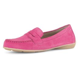 Gabor Damen Mokassin, Gr. 38, pink, Ziegenveloursleder, unifarben, Schuhe, Slipper, Bequemschuh, Flats mit modischem Zierriegel