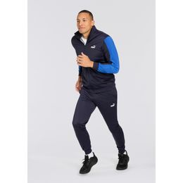 Puma Herren Trainingsanzug "SPORT POLY SUIT", blau, Gr. M, colorblocking, Trikot, Obermaterial: 100% Polyester, Sportanz&uuml;ge, zweiteiliges Set,