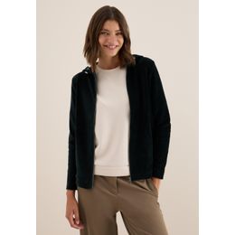 Cardigan Cecil, Damen, Gr. L (42), ink gr&uuml;n, Web, 78% Baumwolle, 18% Polyester, 4% Elasthan, unifarben, normal normal, ohne Ausschnitt, abgesteppt, Strickjacken, in Cord-Optik