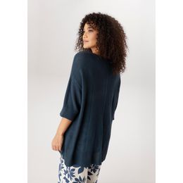ANISTON PLUS Damen Strickpullover, blau, Gr. 50, unifarben, Strick, Obermaterial: 100% Polyacryl, Pullover, mit tollem Strickmuster