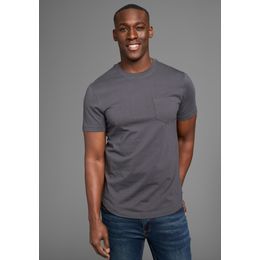 Bruno Banani Herren Longshirt, grau, Basic, Gr. M, unifarben, Jersey, Obermaterial: 100% Baumwolle, Shirts, mit abgerundetem Saum und 4cm Mehrl&auml;nge