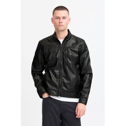 Blend Herren Lederjacke "BHELON", schwarz, Basic, Gr. XXL, unifarben, 100% Polyurethan, Jacken, Moderne Kunstlederjacke mit Taschen