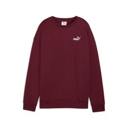 Puma Damen Langarmshirt "ESS SMALL NO. 1 LOGO RELAXED CREW FL"ruby shimmer, Gr. XS, unifarben, Fleece, Obermaterial: 66% Baumwolle, 34% Polyester,
