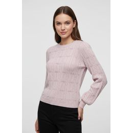 Strickpullover Only "ONLKATIA LS STRUCTURE O-NECK PULL CC KNT", Damen, Gr. L, burnished lila detail:melange, Strick, Obermaterial: 50% Viskose, 27% Nylon, 23% Polyester, meliert, regular fit normal, Rundhals, Rippb&uuml;ndchen, Pullover Strickpullover